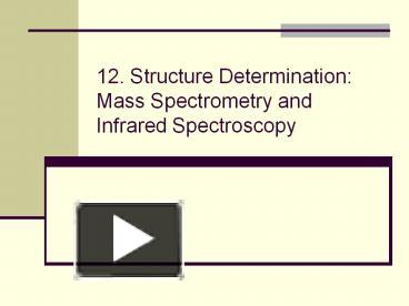 12. Structure Determination: Mass Spectrometry and Infrared ...