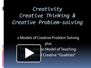 Creativity Creative Thinking presentation | free to download