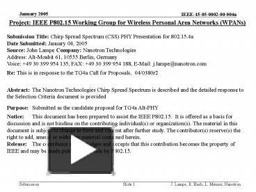 PPT – Chirp Spread Spectrum (CSS) PHY Submission PowerPoint presentation | free to download - id ...