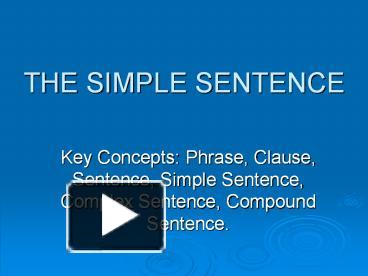 THE SIMPLE SENTENCE presentation | free to download