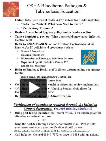 PPT – OSHA Bloodborne Pathogen & Tuberculosis Education PowerPoint ...