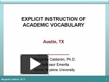 PPT – EXPLICIT INSTRUCTION OF ACADEMIC VOCABULARY Austin, TX PowerPoint ...