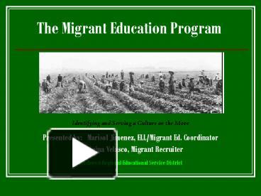The Migrant Education Program presentation | free to view