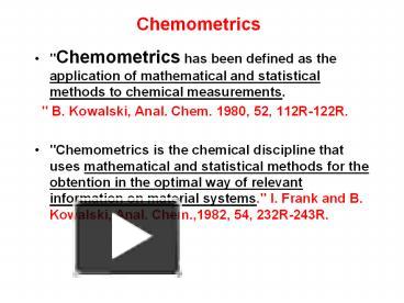 Chemometrics presentation | free to download