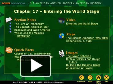 PPT – Chapter 17 Entering the World Stage Video Section Notes ...