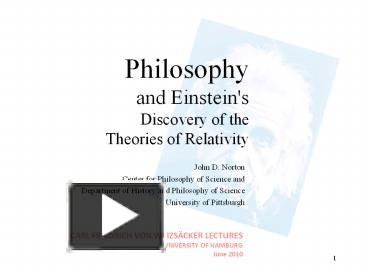 Philosophy and Einstein's Discovery of the Theories of Relativity ...