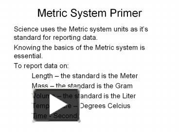 Metric System Primer presentation | free to download