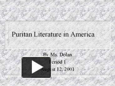 Puritan Literature in America presentation | free to download