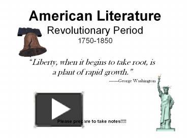 American Literature Revolutionary Period 1750-1850 presentation | free ...
