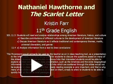 PPT – Nathaniel Hawthorne and The Scarlet Letter PowerPoint ...