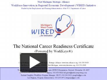 PPT – The National Career Readiness Certificate (Powered by PowerPoint presentation | free to ...