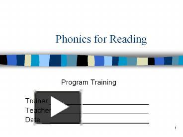 Phonics for Reading presentation | free to view