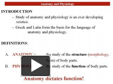 Anatomy and Physiology presentation | free to view