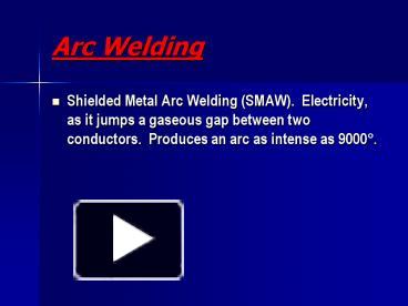 Arc Welding Shielded Metal Arc Welding (SMAW). Electricity presentation ...