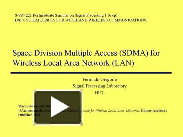 Space Division Multiple Access (SDMA) for Wireless Local Area Network (LAN) presentation | free ...
