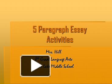 PPT – 5 Paragraph Essay Activities PowerPoint presentation | free to ...