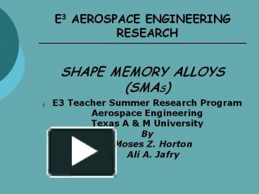 PPT – E3 AEROSPACE ENGINEERING RESEARCH PowerPoint presentation | free to download - id: 3c7fea ...