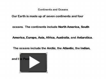 Continents and Oceans presentation | free to view