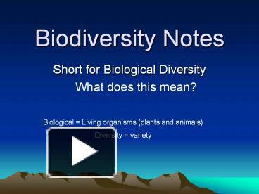 Biodiversity Notes presentation | free to download