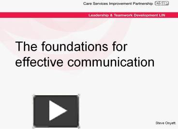 PPT – The foundations for effective communication PowerPoint presentation | free to view - id ...