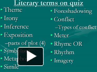 Literary terms on quiz presentation | free to view