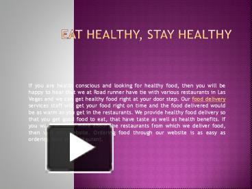 Eat healthy, Stay Healthy presentation | free to download