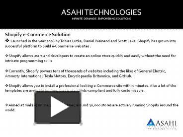 Shopify e-Commerce Solution.pptx presentation | free to download