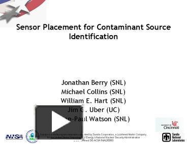 Sensor Placement for Contaminant Source Identification presentation | free to view