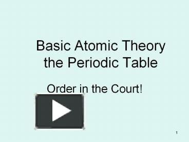PPT – Basic Atomic Theory the Periodic Table PowerPoint presentation ...