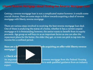 PPT – Liberty Reverse Mortgage about Finding the Reverse Mortgage Loan PowerPoint presentation ...