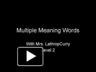Multiple Meaning Words presentation | free to view