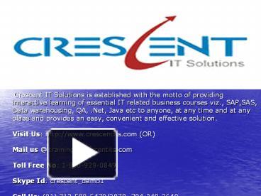 PPT – Crescent IT Solutions Received Valuable Feedback on QA Course from one of the student ...