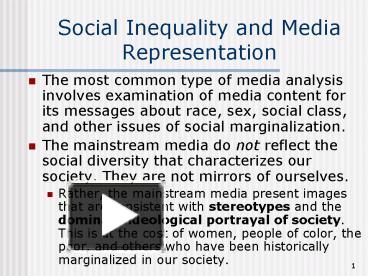Social Inequality and Media Representation presentation | free to view