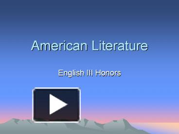 American Literature English III Honors Edgar Allen Poe presentation ...