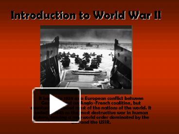 Introduction to World War II presentation | free to view