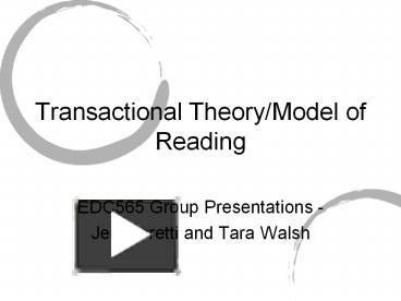 Transactional Theory/Model of Reading presentation | free to view
