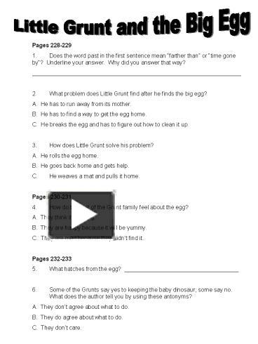 PPT – Little Grunt and the Big Egg PowerPoint presentation | free to ...