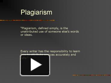 Plagiarism presentation | free to view