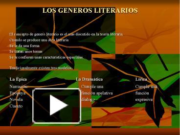 LOS GENEROS LITERARIOS presentation | free to download