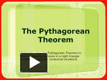 PPT – The Pythagorean Theorem PowerPoint presentation | free to download - id: 3d6629-NjFjM