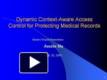Dynamic Context-Aware Access Control for Protecting Medical Records presentation | free to download