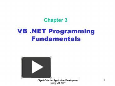 VB .NET Programming Fundamentals presentation | free to view