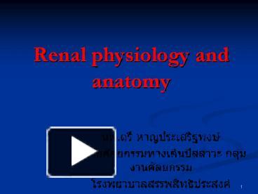 Renal physiology and anatomy presentation | free to view