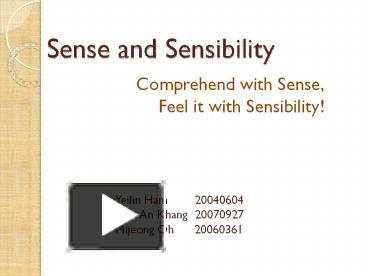 Sense and Sensibility presentation | free to download