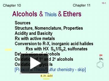 PPT – Alcohols & Thiols & Ethers PowerPoint presentation | free to ...