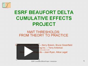 ESRF BEAUFORT DELTA CUMULATIVE EFFECTS PROJECT presentation | free to view