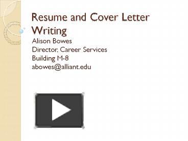 Resume and Cover Letter Writing presentation | free to download
