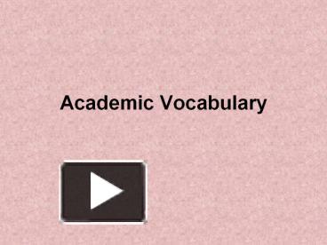 Academic Vocabulary presentation | free to download