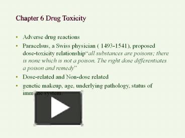 Chapter 6 Drug Toxicity presentation | free to download