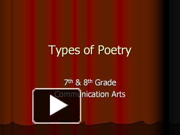 Types of Poetry presentation | free to view